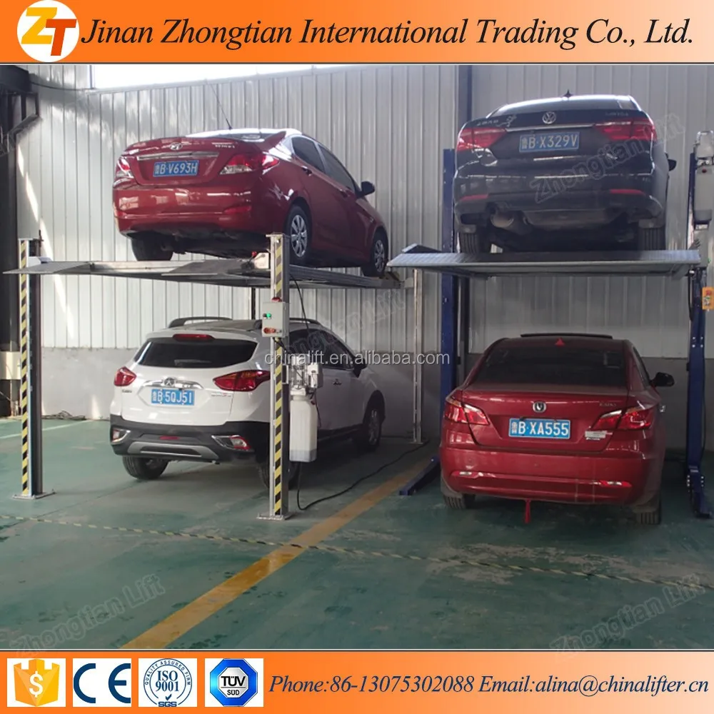 Hydraulic Car Parking Lift Garage Equipment 4 Post Triple Stacker Car ...