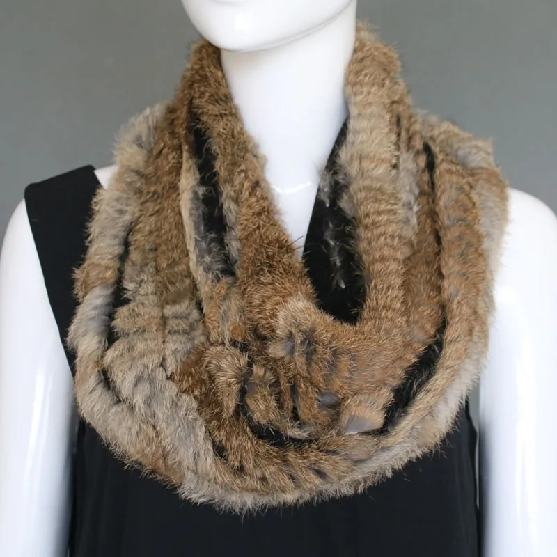 Popular Style Winter Real Rabbit Fur Woven Neck Warmer Fur Collar Scarf ...