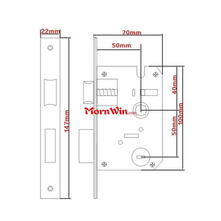 Europe 5050 Lock Body Mortise Lockset,50mm Backset Lock Latch Mortise ...