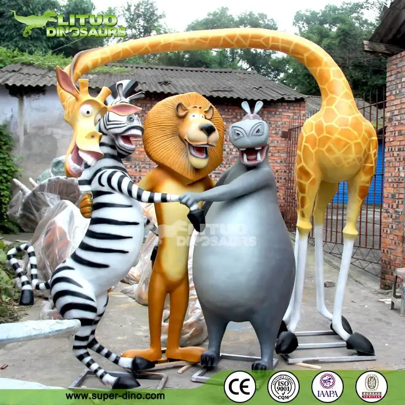 Madagascar Cartoon Character Life Size Fiberglass Animal Statue - Buy ...