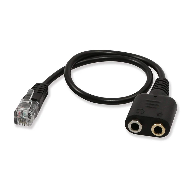 Rj9/rj11 To 2 Port 3.5mm Female Headset Adapter Cable For Telephone ...