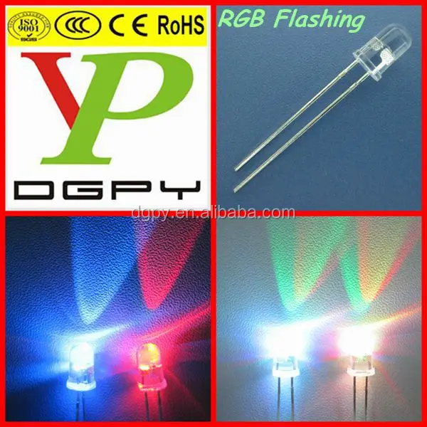 2针发光二极管Rgb Dip/dip发光二极管5毫米RGB闪光/dip 3毫米5毫米发光二极管多色闪光发光二极管 (符合CE和RoHS标准 ...