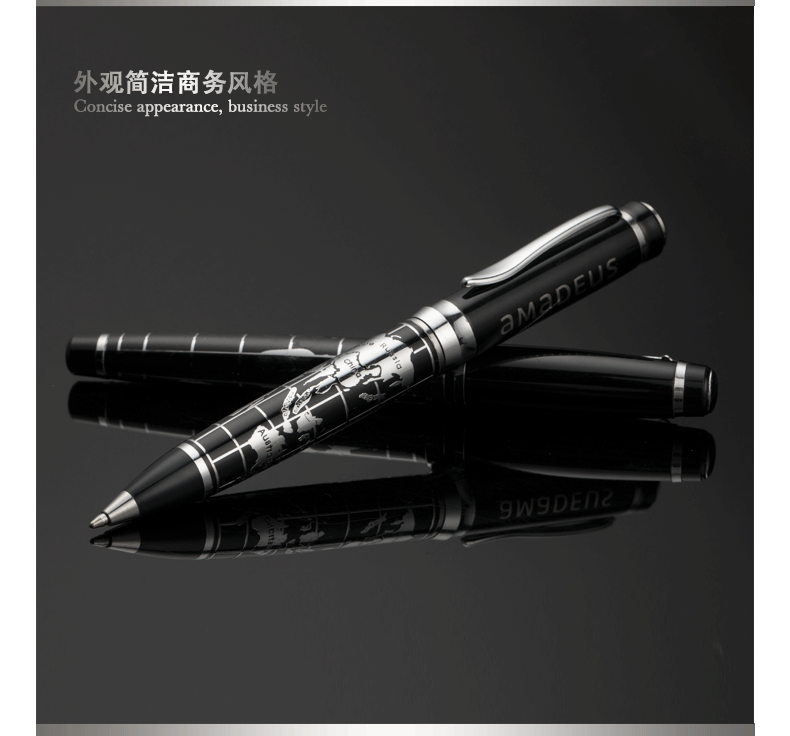 Metal World Map Roller Pens - Eco-Friendly & Durable