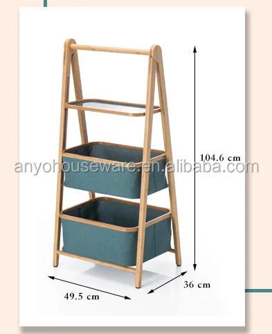 Bedroom Bathroom Bamboo Oxford Cloth 3 Floors Collate Storage Rack ...