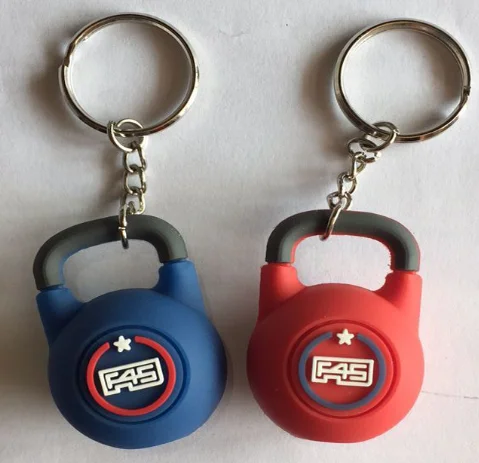 Cute Rubber Kettlebell Keyring - Custom Promotional Gift