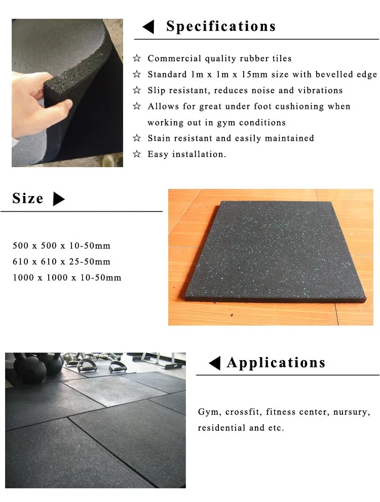 Professional Gym Floor Rubber Mat 20mm To 50mm Thickness - Buy Gym ...