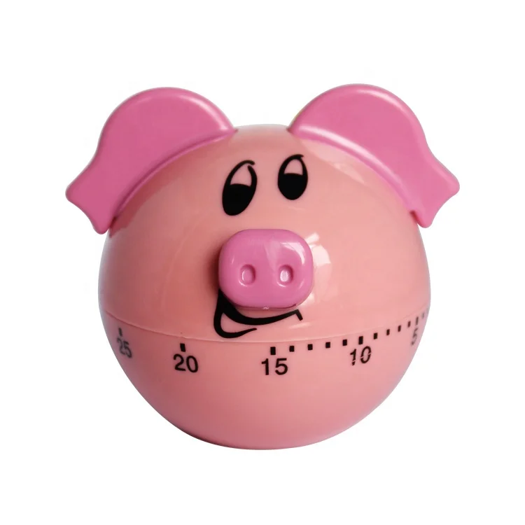 Cartoon Animal Pig Shape Manual Dial Mechanical Countdown Kitchen Timer ...