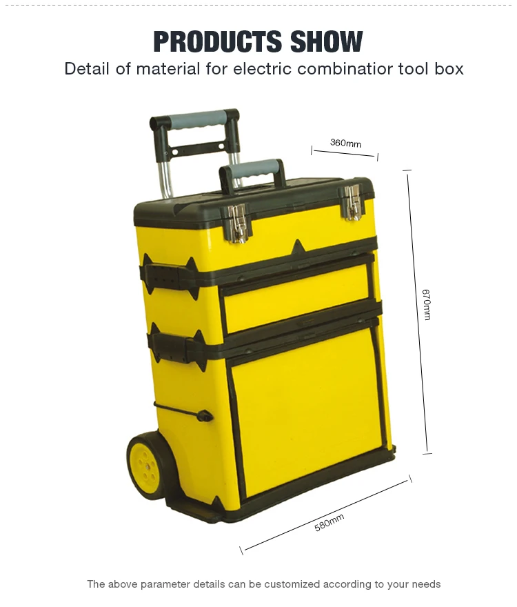 Metal Material Trolley Wheels Tool Box - Drawer Storage