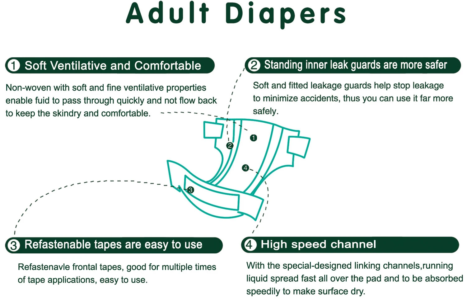 Adl Cloth Like Disposable Adult Diaper Pant for Old People