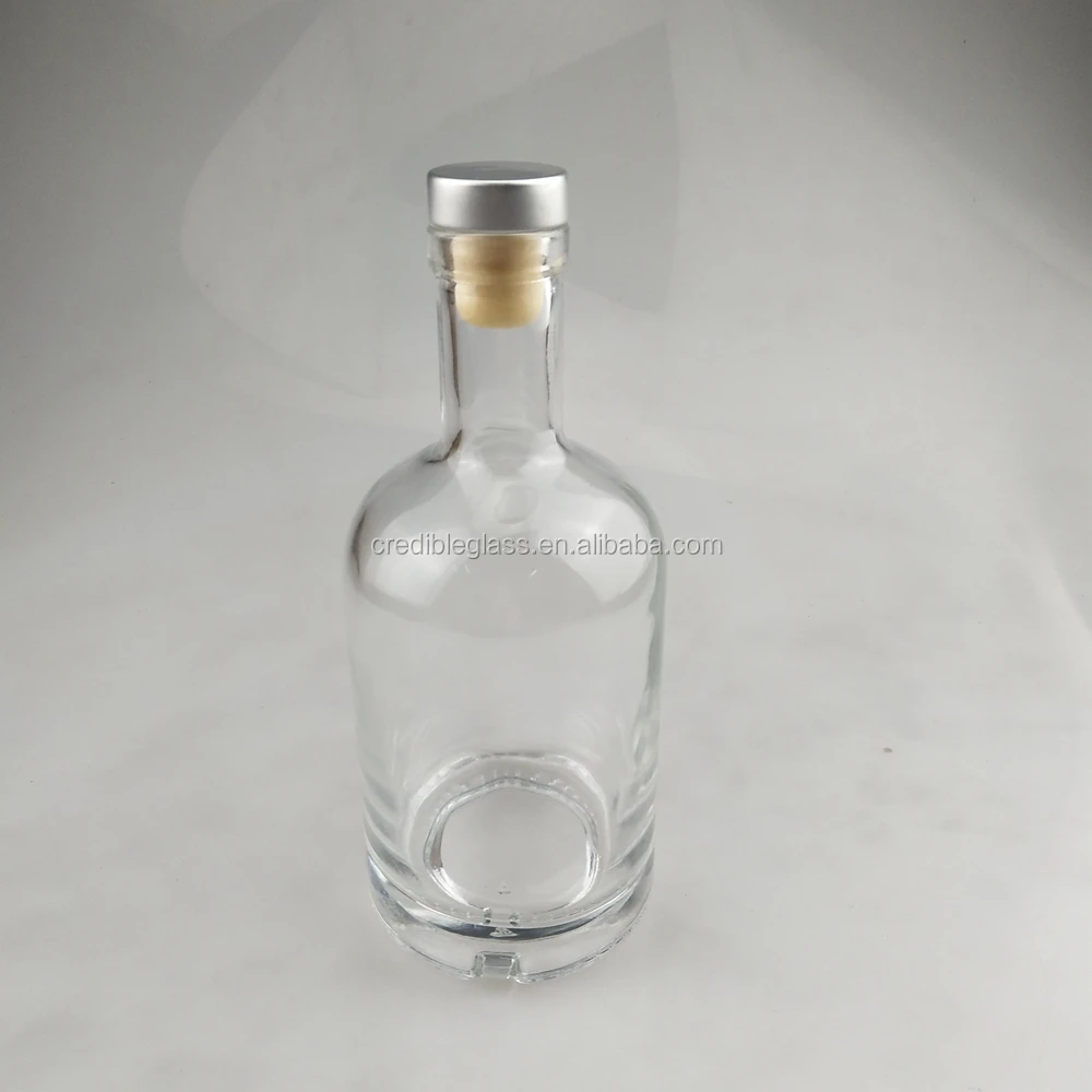375ml Round Shape Clear Spirit Glass Bottle for Alcohol