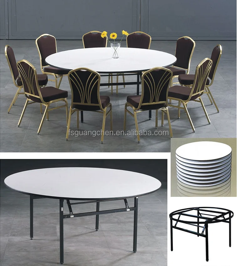 Round Padded Top Folding Banquet Table for Restaurant
