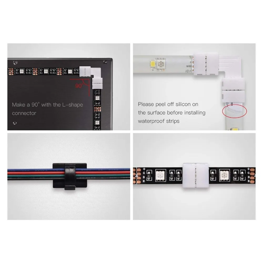 4 Pin Rgb Led Strip Connector For 10mm Free Welding Led Strip Connector ...