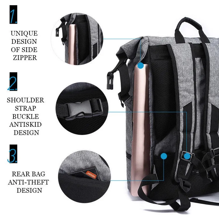 New Design Top Roll Backpack Waterproof Roll Up Laptop Backpack With ...