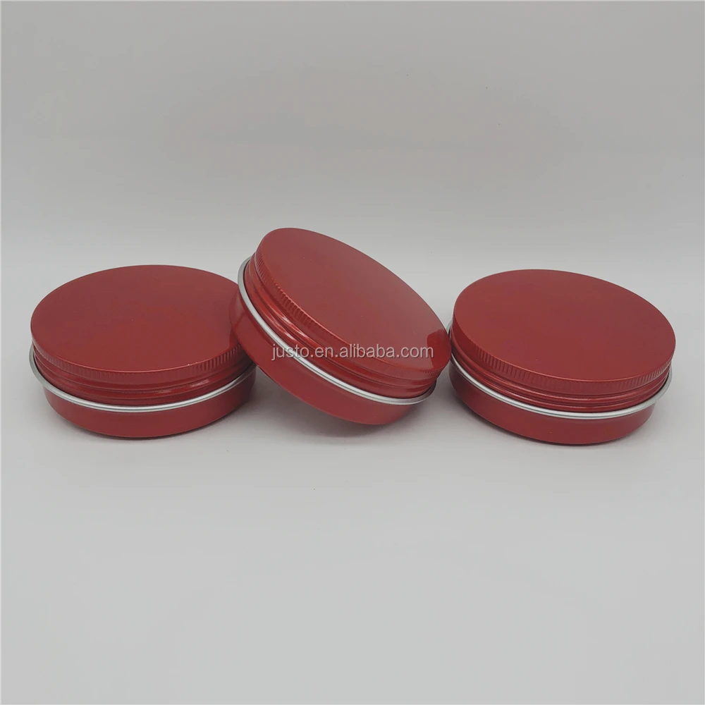 60ml Red Round Aluminum Jar Pot With Screw Top Lid 2 oz Red Beard Oil ...