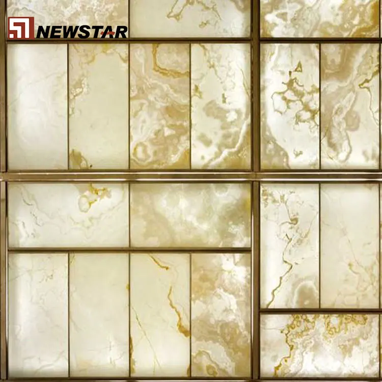 Backlit Onyx Glass Stone Ceiling Panels - Translucent White Marble Onyx