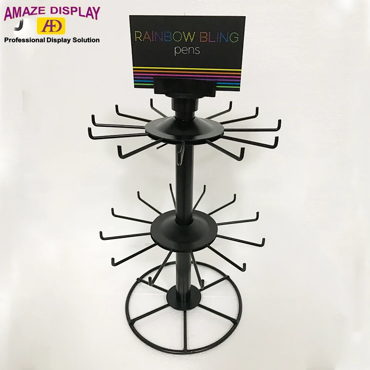 Metal Two Tier Counter Spinner Display Keychain Rack