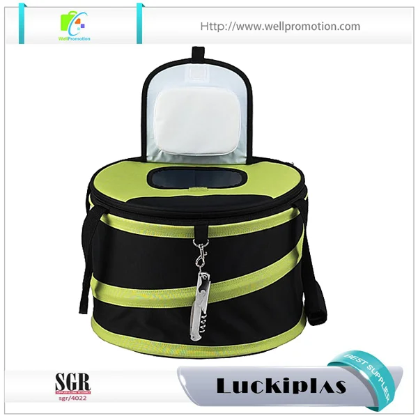 Round Barrel Collapsible Foldable Cans Cooler Bag Insulated Foods ...