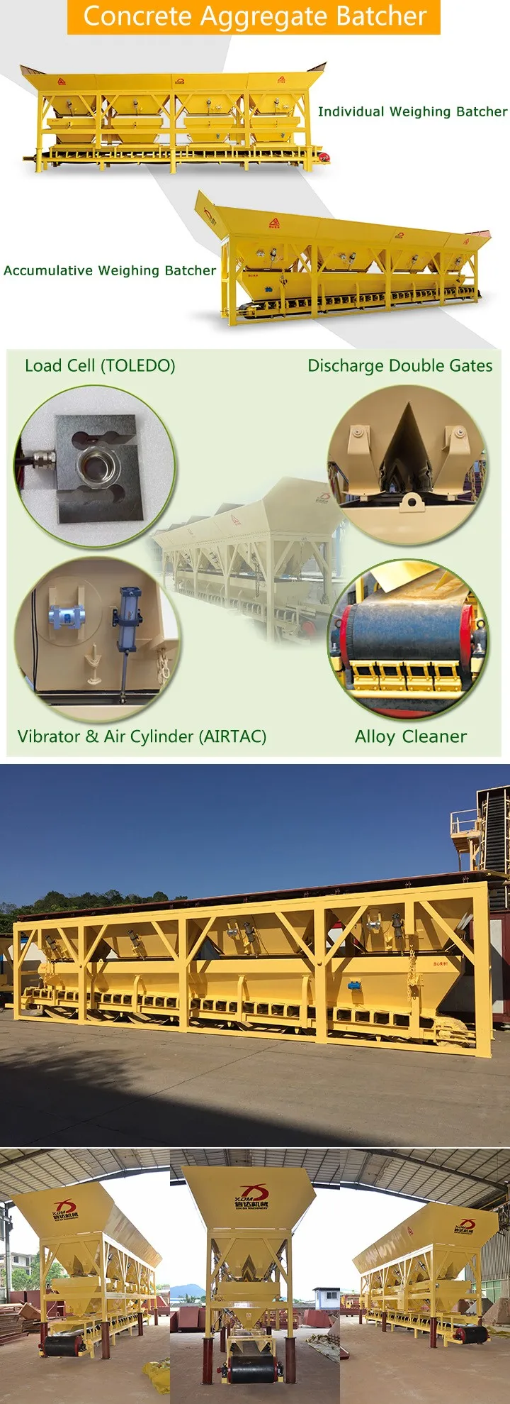 New 5 10 13 15 20 30m3 Bins Concrete Aggregate Weighing Batcher With ...