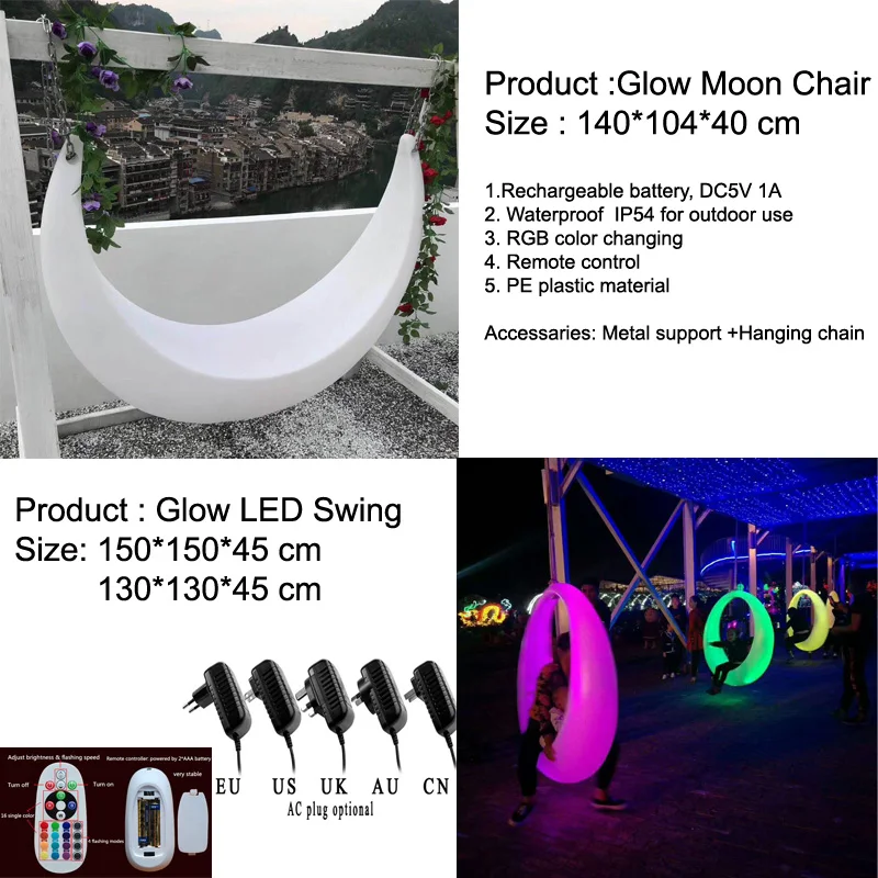 Crescent Moon Shaped Chair - LED Moon Rocker for Weddings