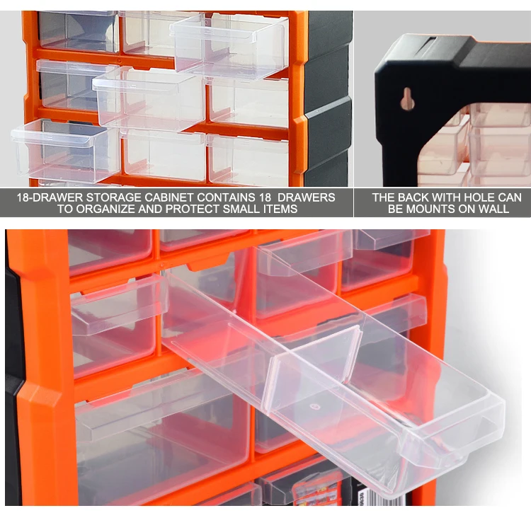 18-drawers Storage Cabinet Tool Box Bin Chest Case Plastic Parts ...