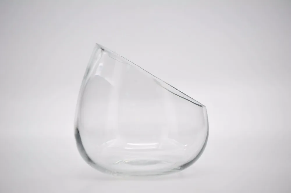 Clear Slant Cut Bowl Glass Vase Candle Holder Slanted Clear Glass Vase