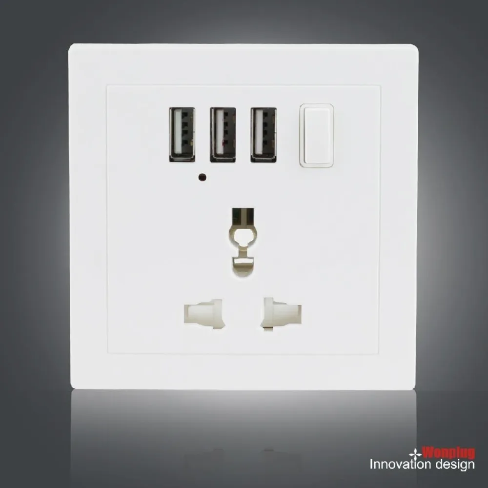 Universal Three Usb Ports Smart Wall Switch And Socket With Usb Port ...