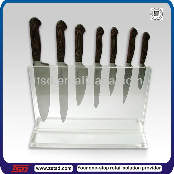 Store Retail Counter Top Clear Acrylic Wood Knife Cutlery Set Display ...