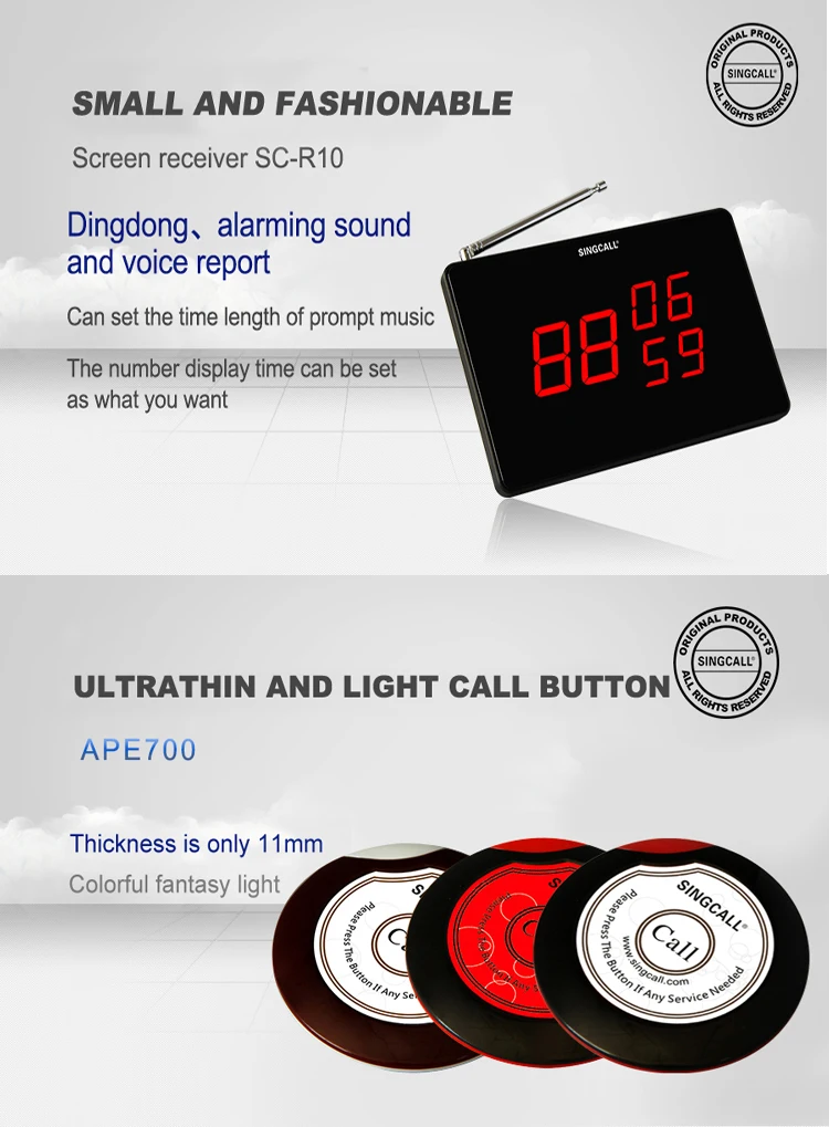 Singcall Order Buzzer Restaurant Long Range Signal Server Call System ...