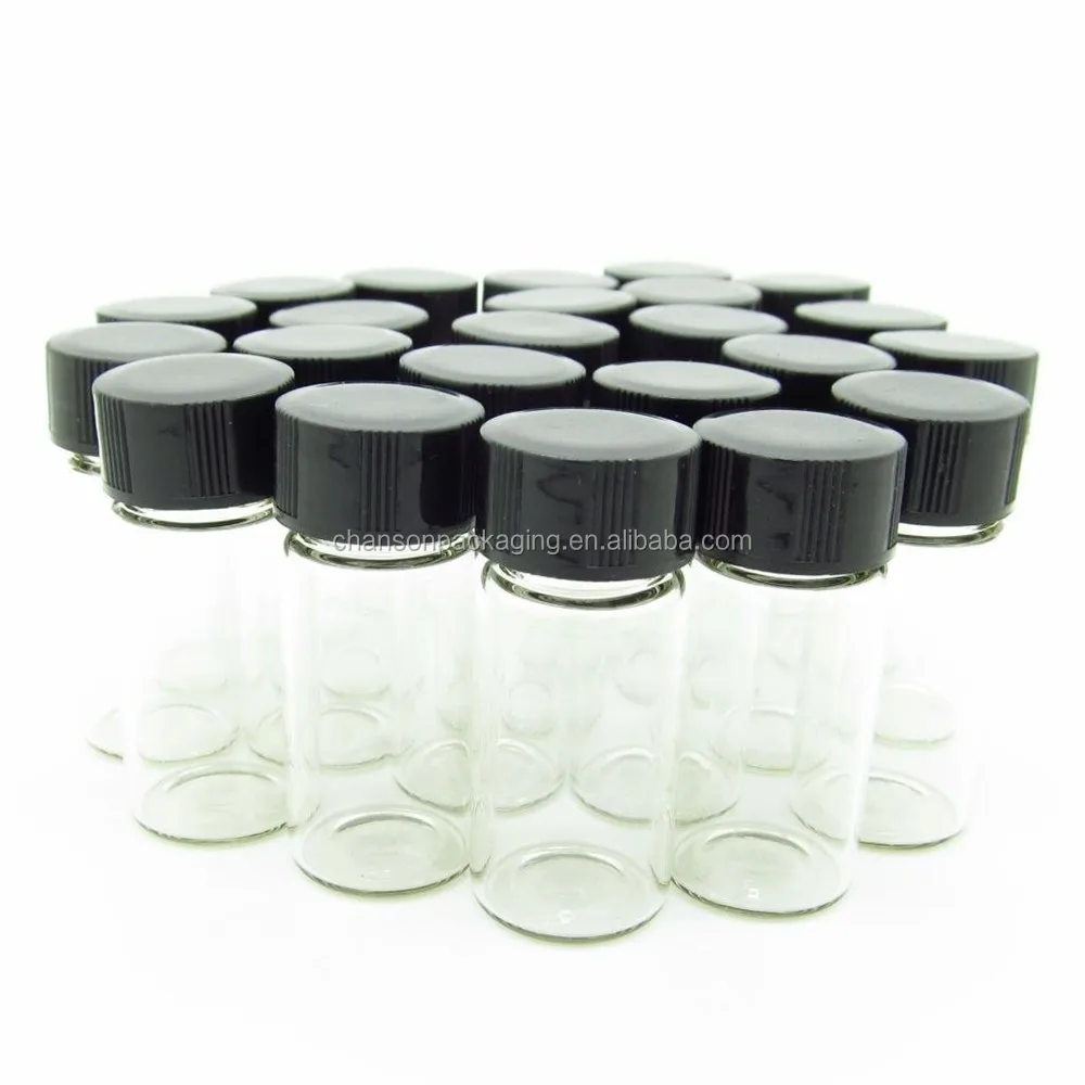Capacity 10 Ml Clear Liquid Sample Glass Bottles Vials With Black ...