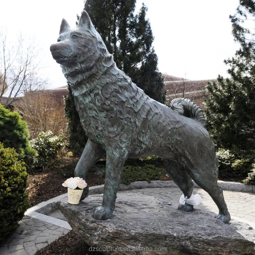 Fine Casting Bronze Sculpture Life Size Alaska Husky Dog Statue - Buy ...