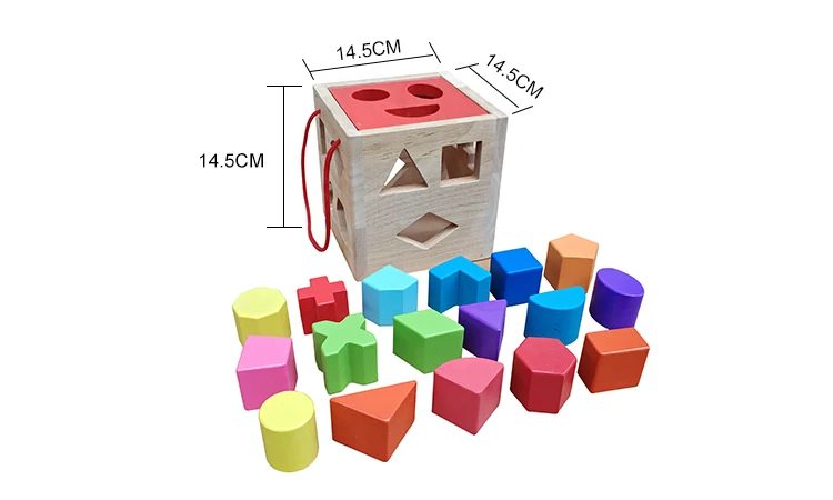 Shape Sorting Cube Geometry Box Educational Wooden Kitchen Toy - Buy ...