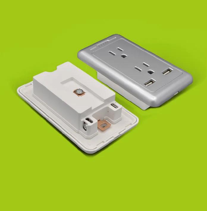 Type B 2 Gang Wall Switch And Socket Double Us Socket Standard White ...