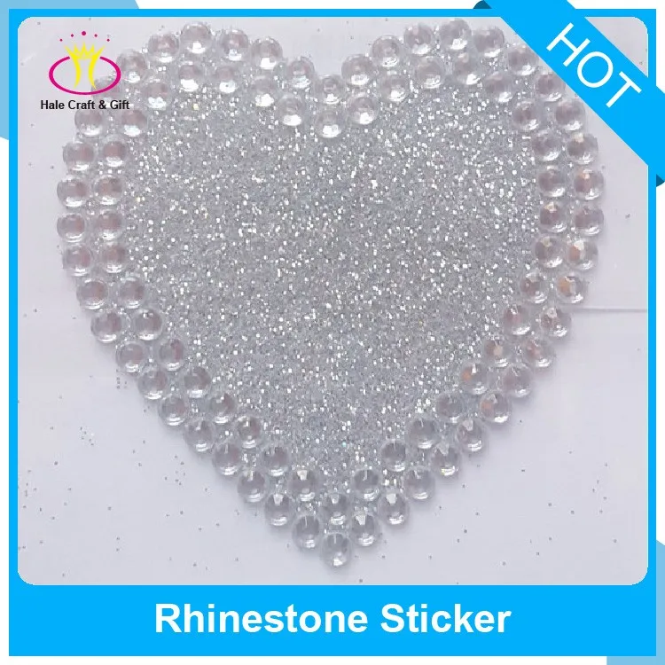 Rhinestone Diamante Embellishment Round Heart Gems Crystal Sticker ...