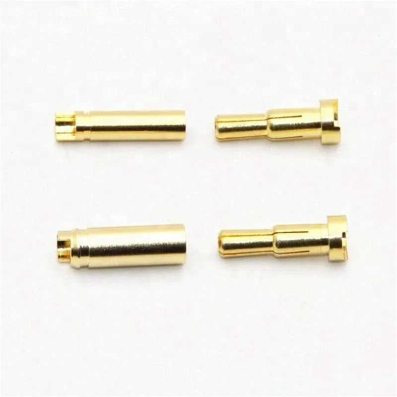 4mm And 5mm Common Fit Bullet Plug Universal Male Gold Plated Spring ...