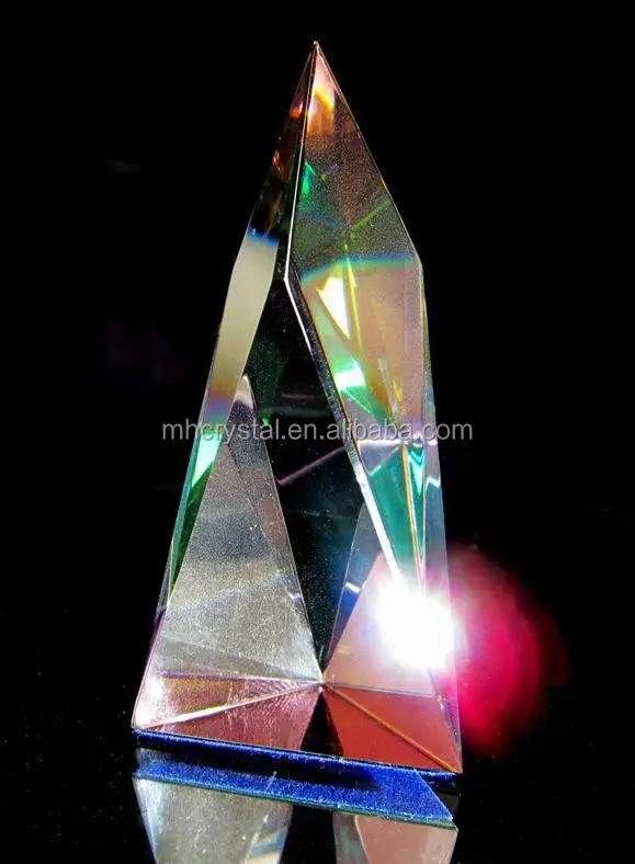 Triangle Faced Obelisk Glass Paperweight Mh-f0465 - Buy Etched Glass ...