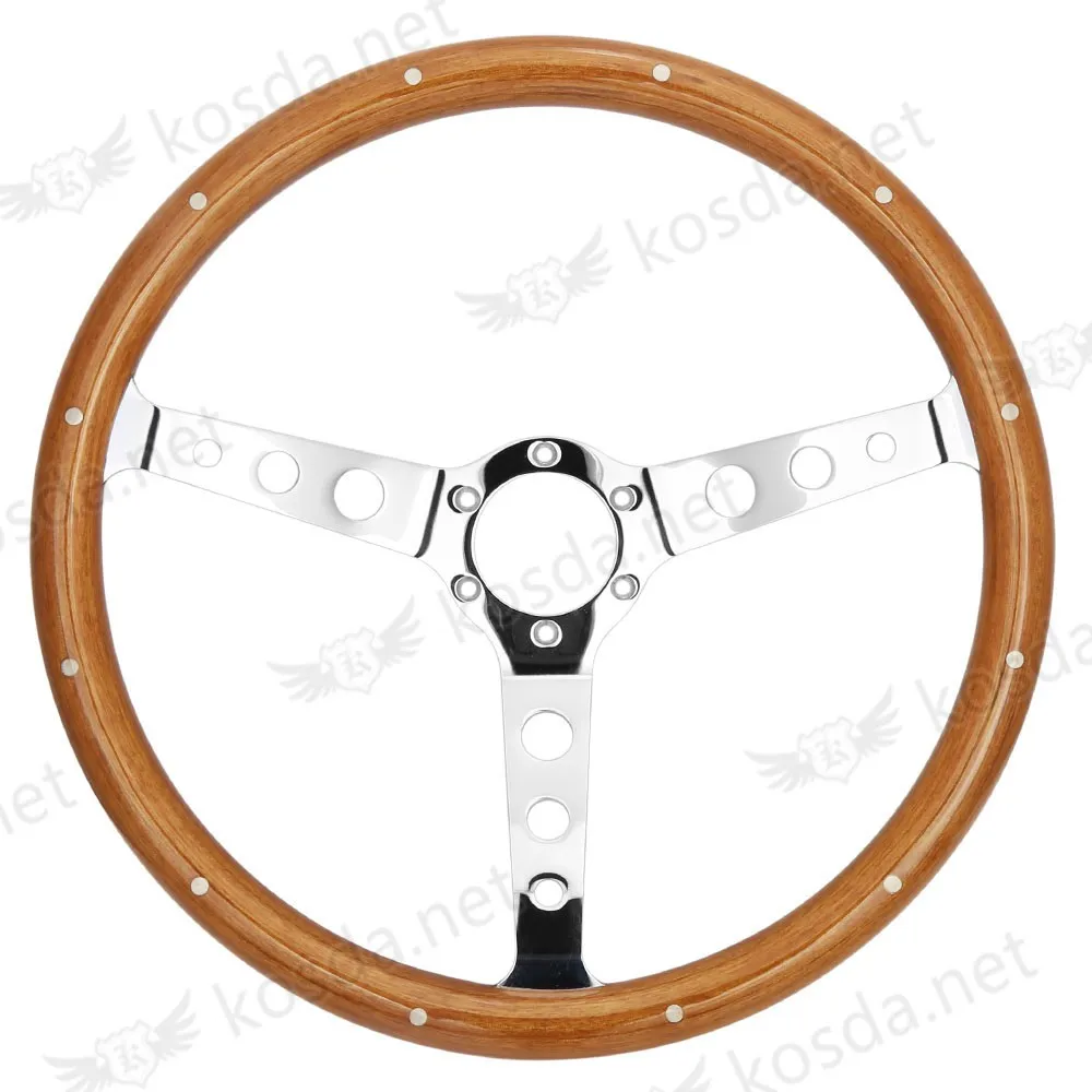 Rivet Frame Classical Steering Wheel Wood Aluminum 3-spoke 9 Hole 6 ...