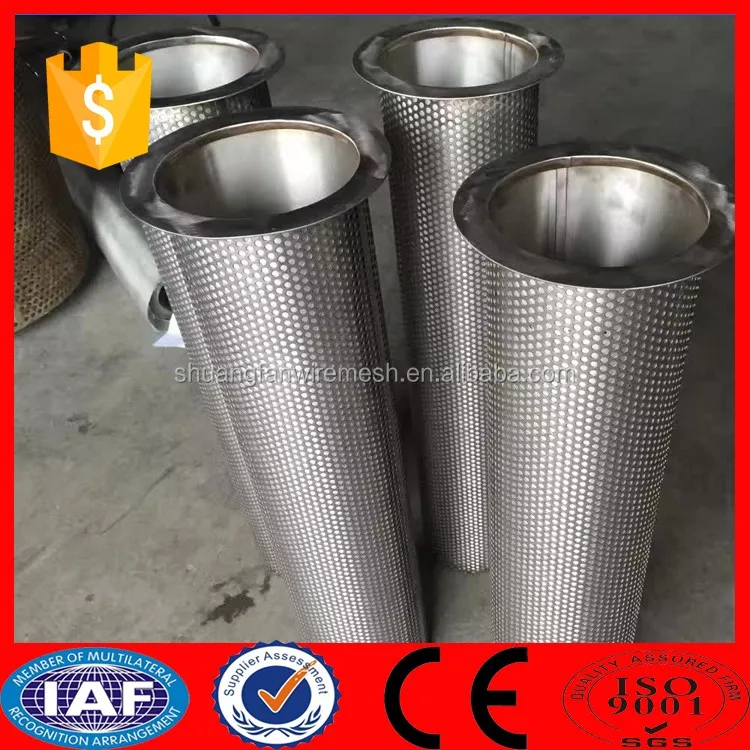 Stainless Steel Filter Wire Mesh Screen Tube / Round Hole Perforated ...