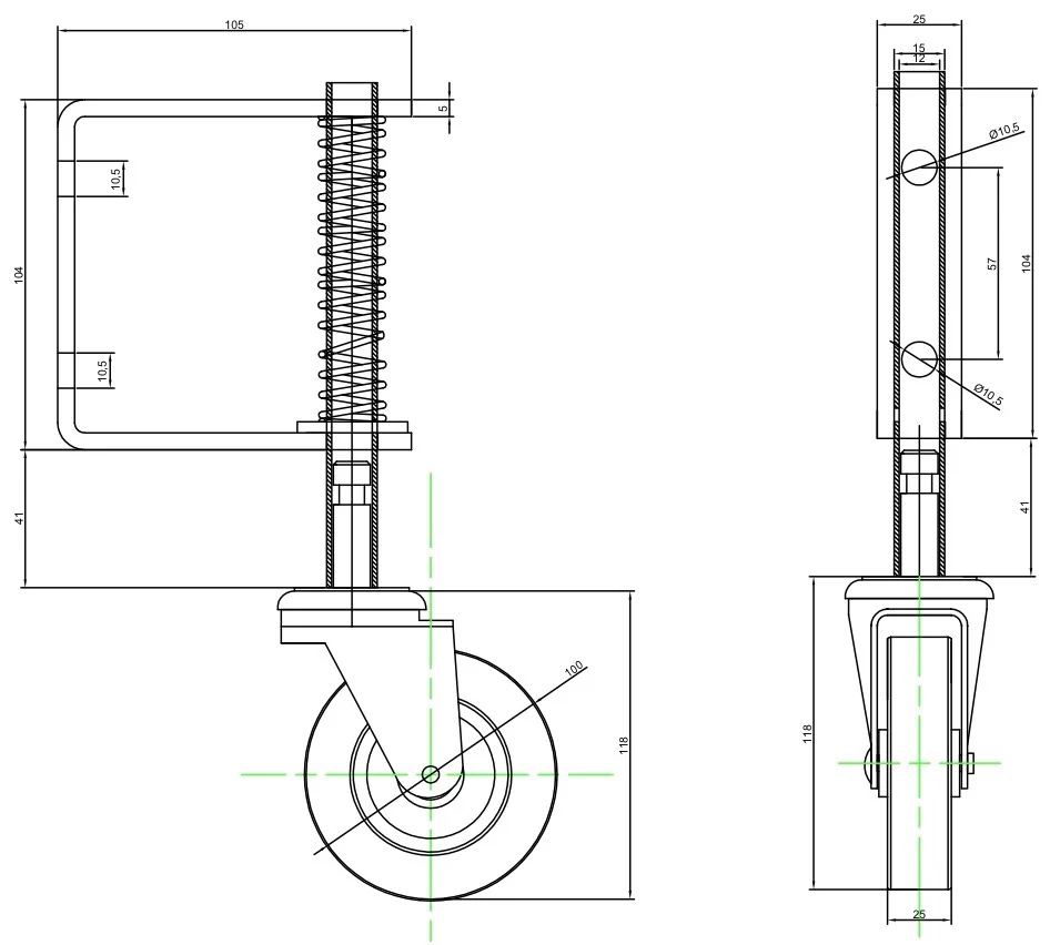 SS Spring Loaded Gate Wheel Image Caster Castor - Durable ...