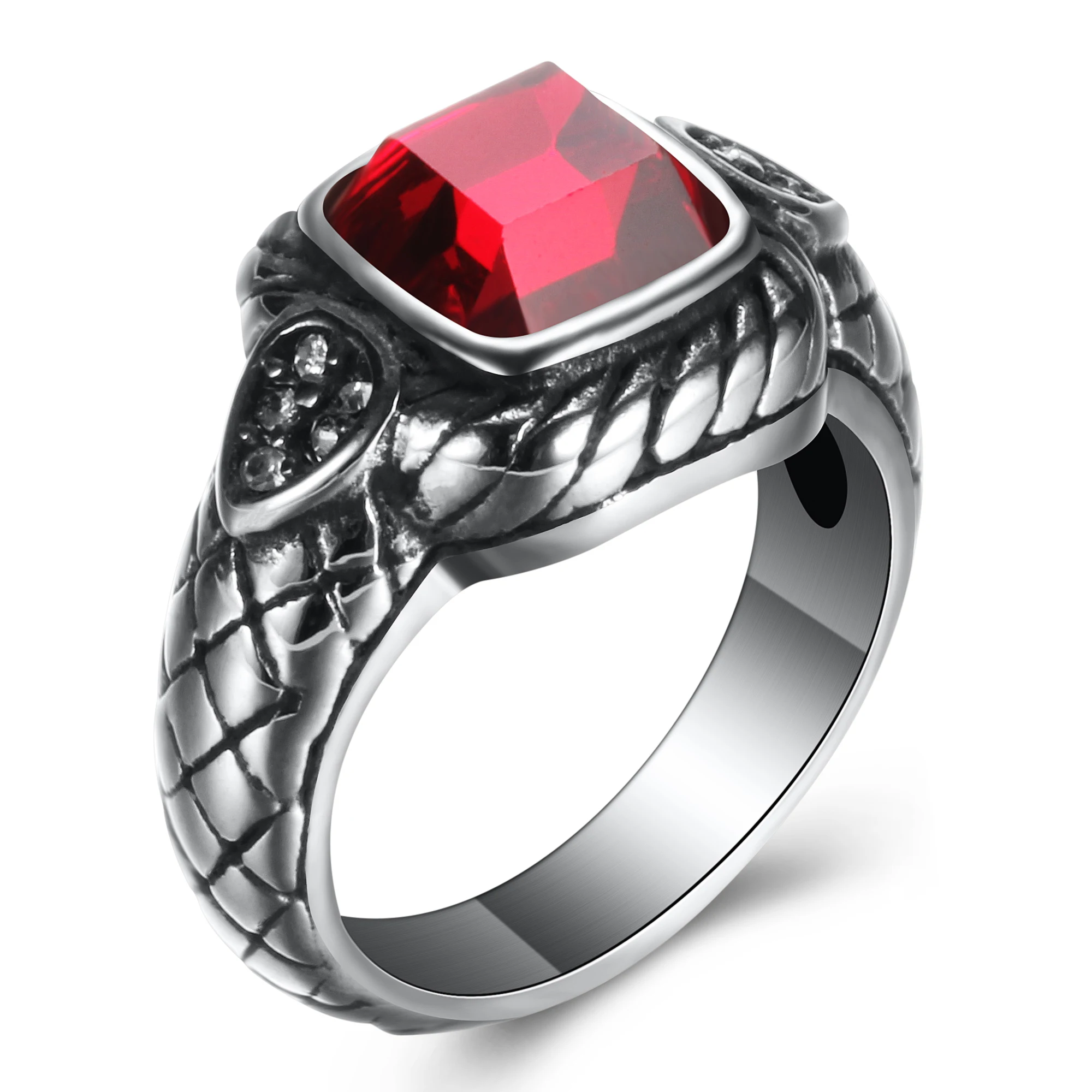 Wholesale Fashion New Stainless Steel Mens Rings Red Agate Wedding ...