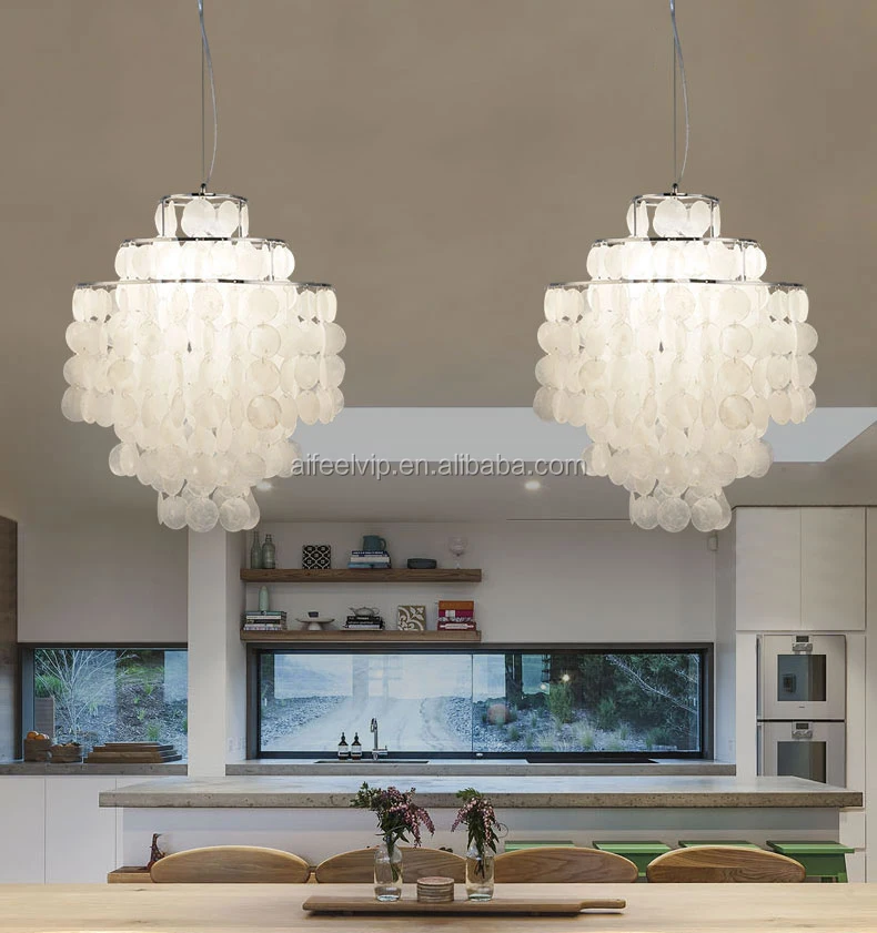 American Style Modern Capiz White Seashell Lighting Chandeliers Made Of ...