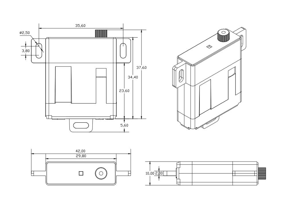 Corona Ds239mg Mini Size Metal Gear Digital Servo For Rc Helicopter ...