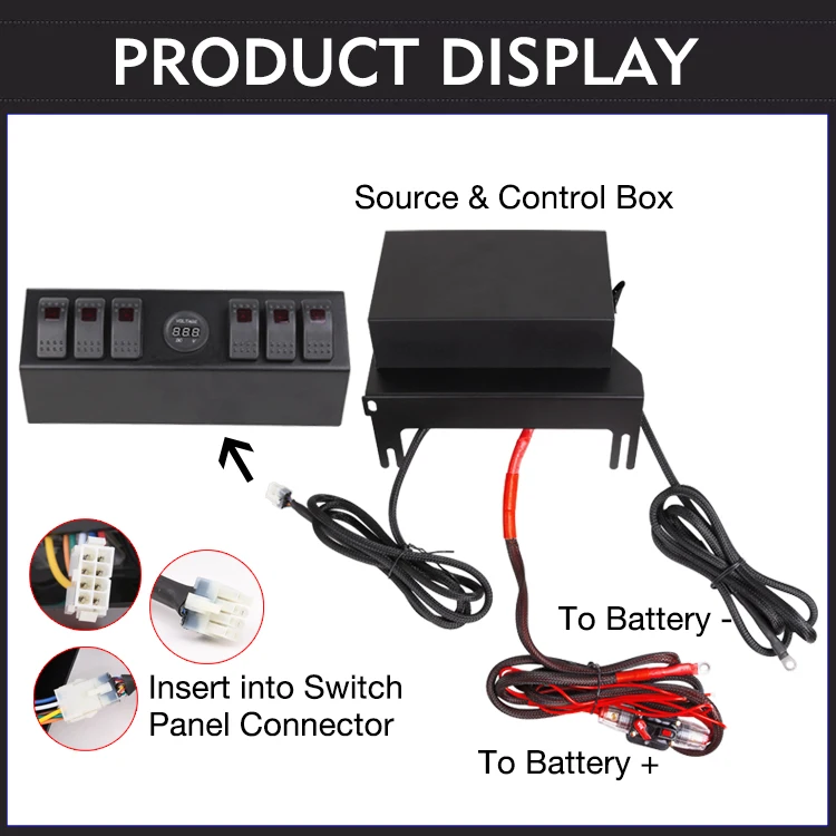 12V Car 6 Gang Rocker Switch Panel for Jeep Wrangler