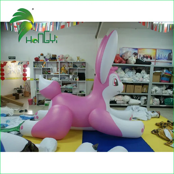 Giant Lying Pvc Inflatable Bunny Cartoon Toy / Inflatable Pink Rabbit ...