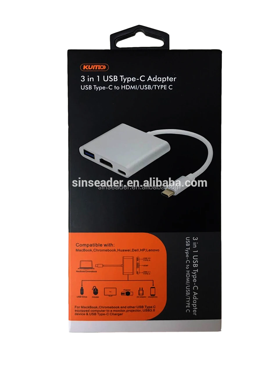 Aluminum Alloy Usb Type-c 4 In 1 Hub,C To Hdmi + 2*usb3.0 +pd (for ...