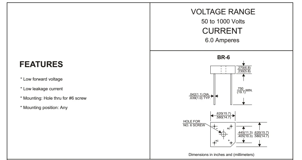 6amp Br605 Br61 Br62 Br64 Br66 Br68 Br610 High Quality Bridge Rectifier ...