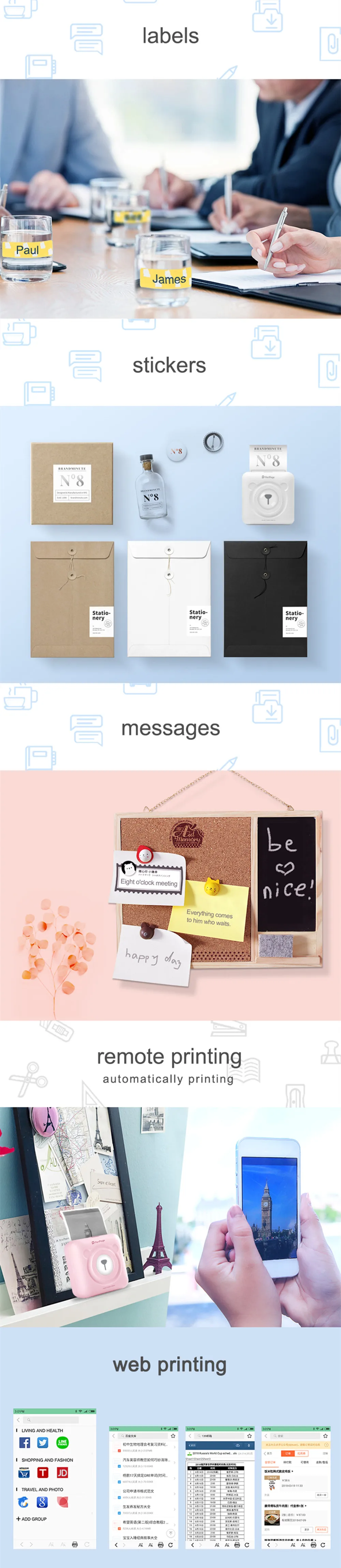 Peripage A6 Goojprt Photo Printer Mini Inkless Thermal Printer Mini ...