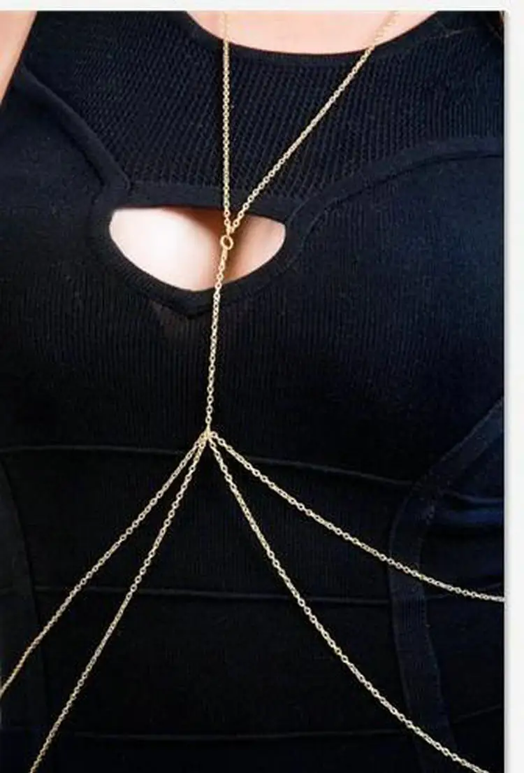 Lady Sexy 18k Gold Body Belly Waist Chain Bikini Beach Harness Double