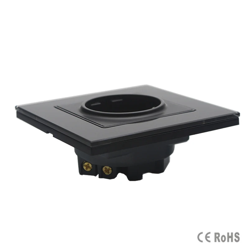 Single Schuko Eu 16a 2-pin Ac Wall Power Plug Power Socket In Black ...