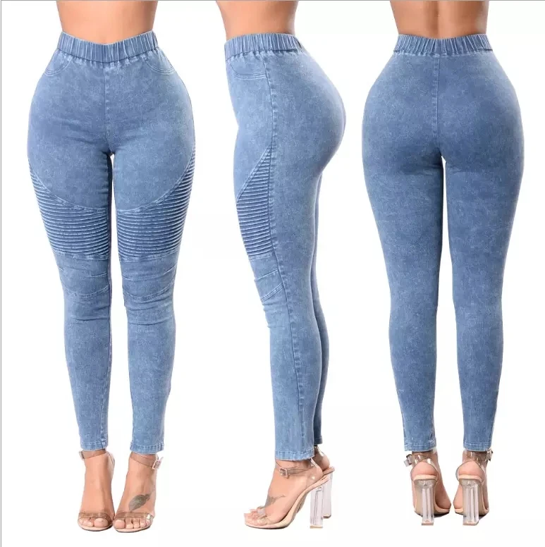 2019 Elastic Waist Women's Trousers Women Skinny Jeans Ladies Casual ...