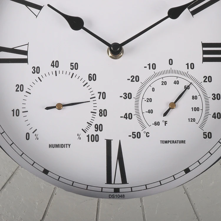Ip44 Waterproof Outdoor Garden Wall Clock With Temperature Humidity ...